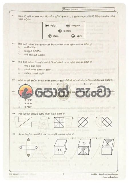 5 ශිෂ්‍යත්වය අනුමාන විශේෂ ප්‍රශ්න පත්‍ර කට්ටලය 5 Shishyathvaya Anumana Vishesha Prashna Pathra
