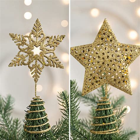 Badu Bg Златен връх за коледно дърво Желязна звезда Коледни украси за дома Орнаменти за коледно