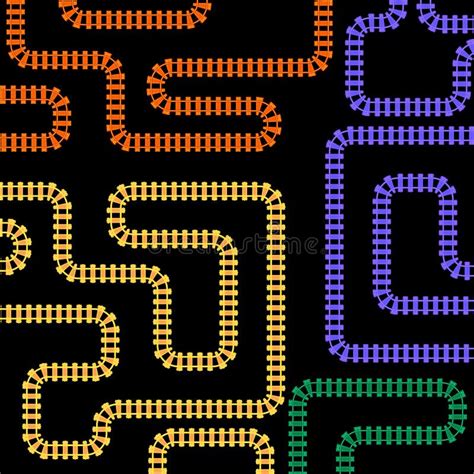 Vector Railway Train Track Illustration Rail Pattern Round Circular Curve Railroad Path Icon