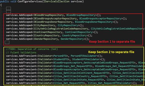 C How To Split Configureservices Method Of Startup Into Multiple