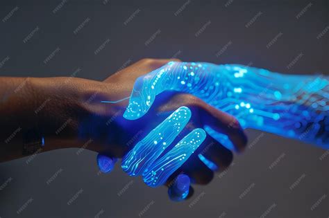 Hand Shaking Between Human And Digital Hand Integration Between Human And Artificial