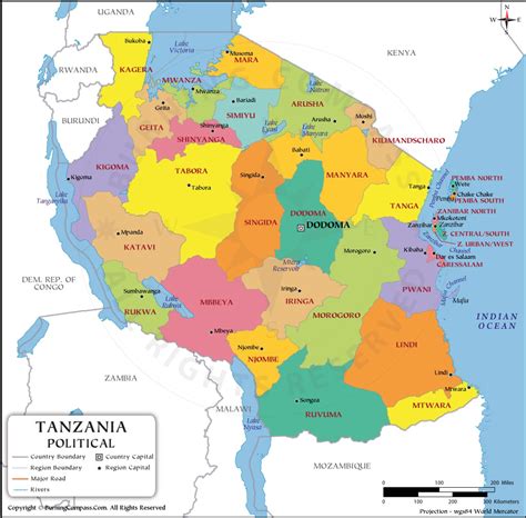Tanzania Physical Map