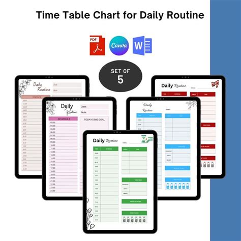 Time Table Chart For Daily Routine Printable Template PDF