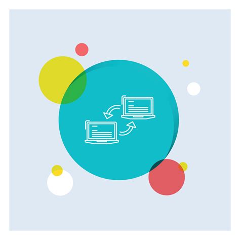 Computer Connection Link Network Sync White Line Icon Colorful Circle Background 13028181