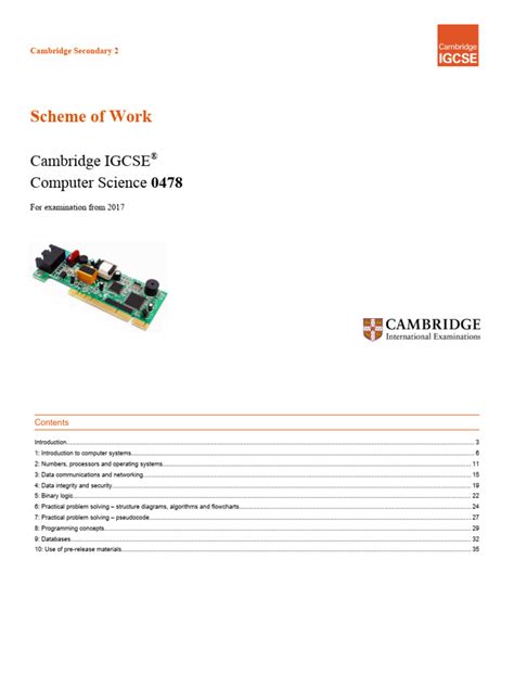 0478 Scheme Of Work For Examination From 2017 Pdf Data Compression Computer Data Storage