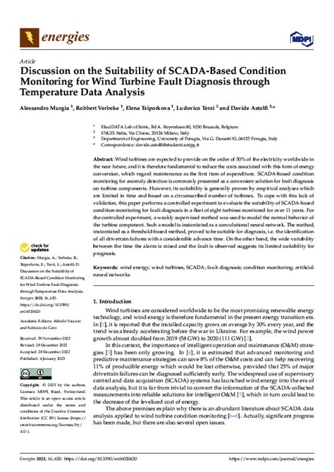 Pdf Discussion On The Suitability Of Scada Based Condition Monitoring