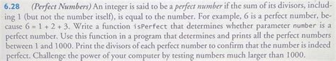 solved 6 28 perfect numbers an integer is said to be a