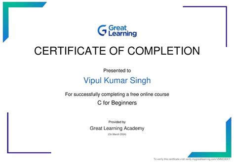 Cprogramming Greatlearning Certificate Vipul Singh