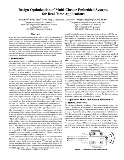 pdf design optimization of multi cluster embedded systems for real