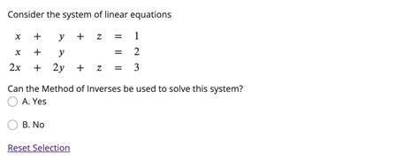 Solved Consider The System Of Linear Equations