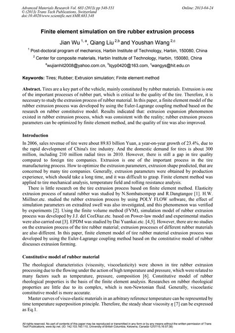 Solution Finite Element Simulation On Tire Rubber Extrusion Process