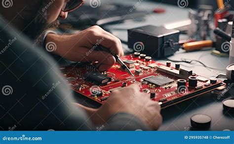 Microelectronics Engineer Designing New Chips Royalty Free Stock Microelectronics Engineer Designing New Chips Royalty Free Stock