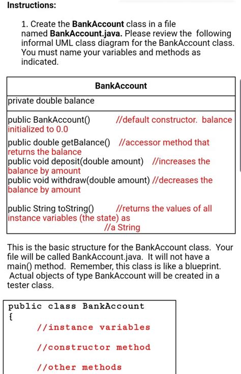 Solved Instructions 1 Create The Bankaccount Class In A