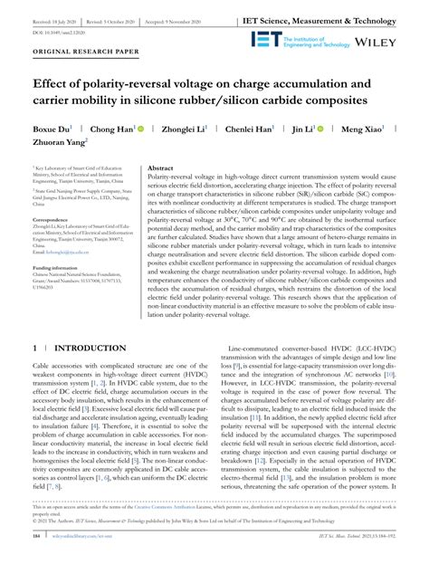 Pdf Effect Of Polarity‐reversal Voltage On Charge Accumulation And