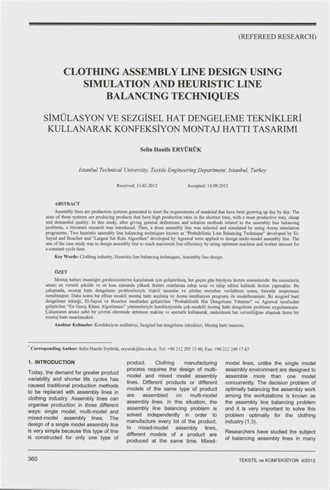 Pdf Clothing Assembly Line Design Using Simulation And Heuristic Line Balancing Techniques
