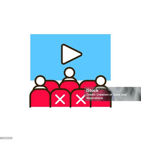 시네마 홀 컬러 라인 아이콘에 앉아 있는 사람들 안전한 여행 웹 모바일 앱 프로모션을 위한 픽토그램 Ui Ux 디자인 요소입니다