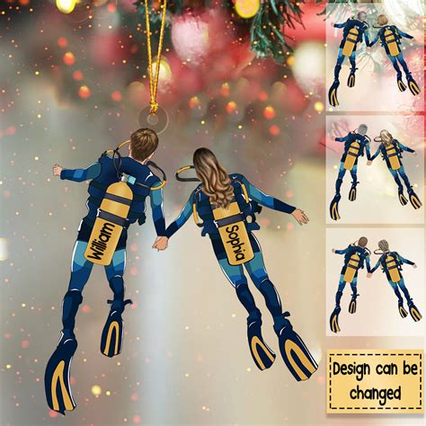 personalized scuba diving partners couples car hanging ornament yeetcat
