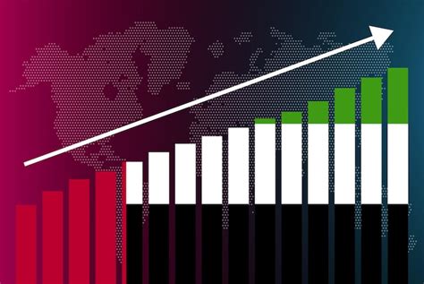 Uae 막대 차트 그래프 값 증가 국가 통계 개념 막대 그래프의 Uae 플래그 프리미엄 벡터