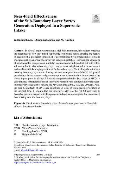 Pdf Near Field Effectiveness Of The Sub Boundary Layer Vortex Generators Deployed In A