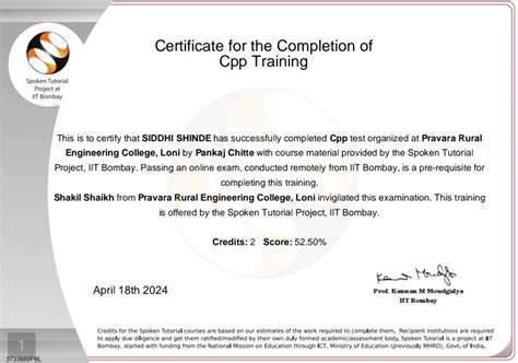 Siddhi Shinde On Linkedin Iitbombay Cpp Certification Programming C