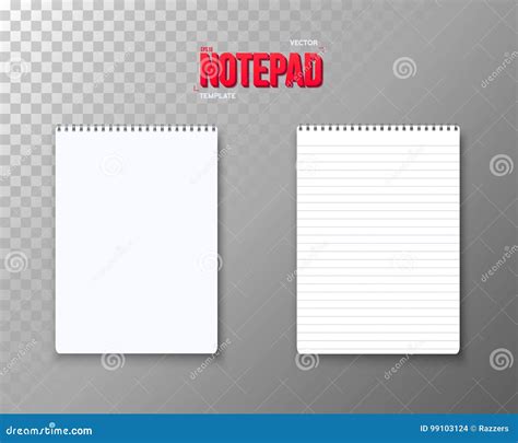 Vector Notepad Set Realistic Vector Empty Notepad Template Stock