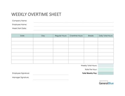 Overtime Sheet Template Excel