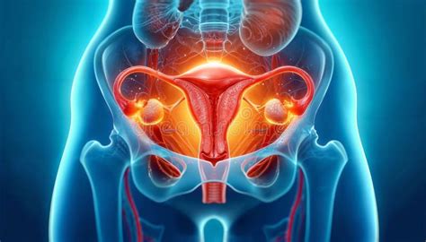 3d Medical Illustration Of The Female Reproductive System Highlighting