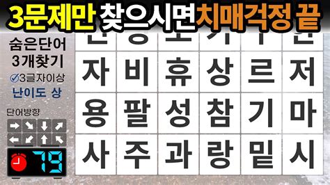 3문제만 찾으시면 치매 걱정 없습니다 숨은단어찾기 치매예방 Youtube