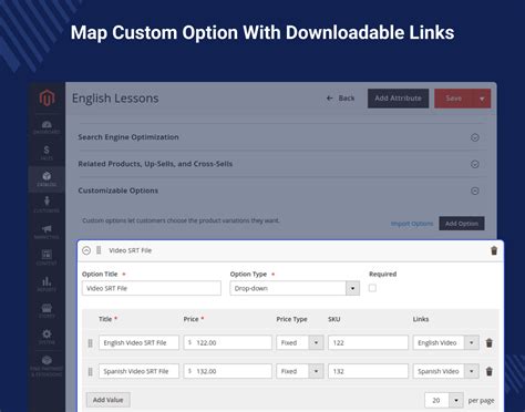 Magento 2 File Map With Custom Option Downloadable Products Mapping