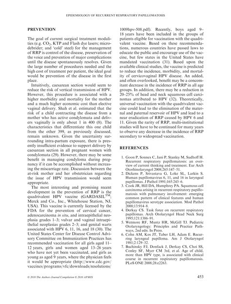 Epidemiology Of Recurrent Respiratory Papillomatosis Pdf