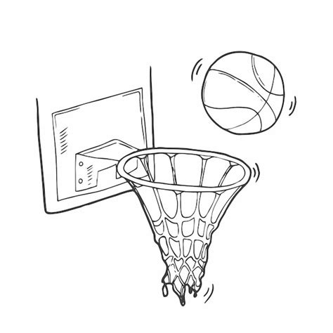 Premium Vector Basketball Board With Hoop Net And Basketball Ball Hand Drawn Vector Illustration