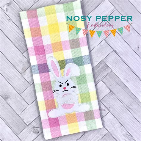 Grumpy Bunny Applique Embroidery Design 5 Sizes Included Digital Dow Nosy Pepper Patterns