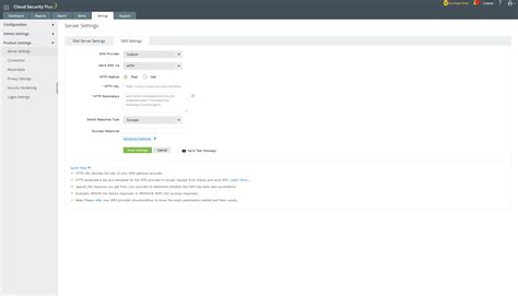 Server Settings Product Settings Cloud Security Plus