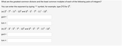 Solved What Are The Greatest Common Divisors And The Least