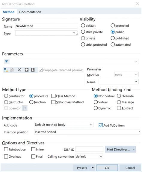 Add Method Dialog Layout In Delphi 11 Alexandria MMX Code Explorer Delphi PRAXiS En