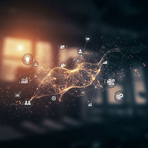 Abstract Digital Network Visualization With Interconnected Icons
