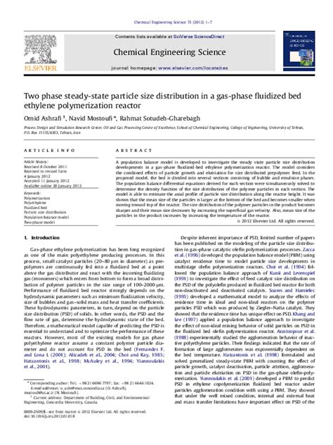 Pdf Two Phase Modeling Of A Gas Phase Polyethylene Fluidized Bed