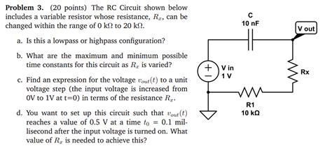 Solved Problem Points The RC Circuit Shown Below Chegg Com