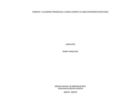Evidencia 1 Flujograma “procesos De La Cadena LogÍstica Y El Marco