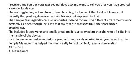 Written Testimonials — Meisch Temple Massager