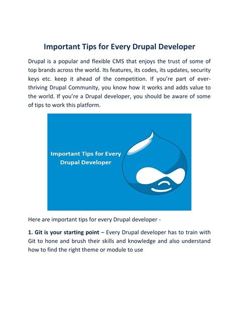 Ppt Important Tips For Every Drupal Developer Powerpoint Presentation
