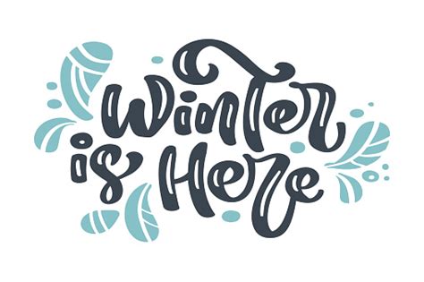 겨울은 여기 크리스마스 빈티지 서 예 글자 벡터 텍스트 겨울 스 칸디 나 비아 번 창 장식 드로잉 예술 디자인 Mockup 책자 스타일 배너 아이디어 커버 소책자 인쇄