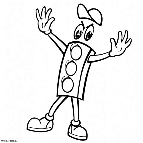 Cartoon Traffic Light Coloring Page