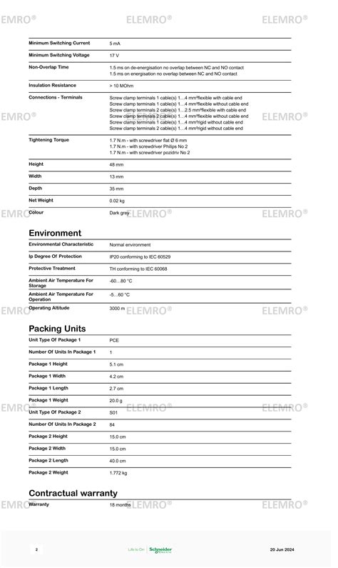 Elemro Schneider Auxiliary Contact Block Tesys Deca Ladn01