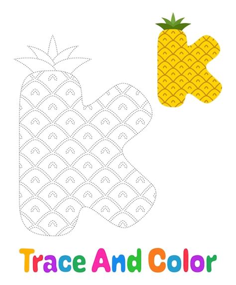 아이들을 위한 알파벳 K 추적 워크시트 프리미엄 벡터