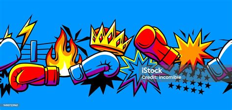 권투 아이템이 있는 패턴입니다 박스 클럽 그림입니다 만화 스타일의 스포츠 배경입니다 경쟁에 대한 스톡 벡터 아트 및 기타 이미지 경쟁 국왕 권위 Istock