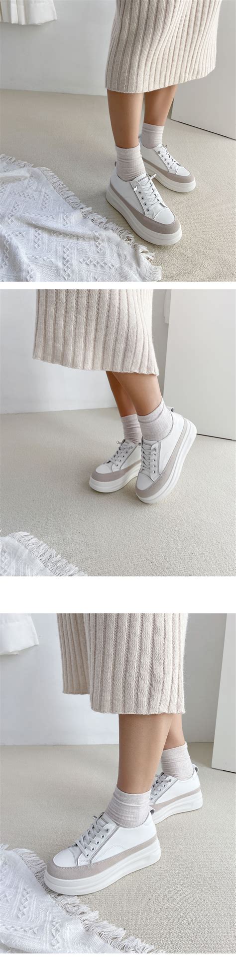 티안나는 속굽 키높이 큐빅라인 밴딩 통굽 스니커즈 운동화 6cm