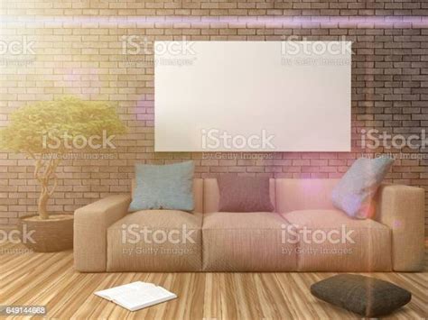 인테리어 소파와 벽에 빈 포스터를 비웃는 다 3 차원 일러스트 레이 션 0명에 대한 스톡 사진 및 기타 이미지 0명 공란 디자인 Istock