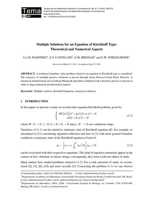Pdf Multiple Solutions For An Equation Of Kirchhoff Type Theoretical