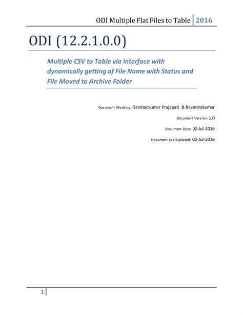 Multiple Flat Filescsv To Target Table In Odi12c122100 Docx